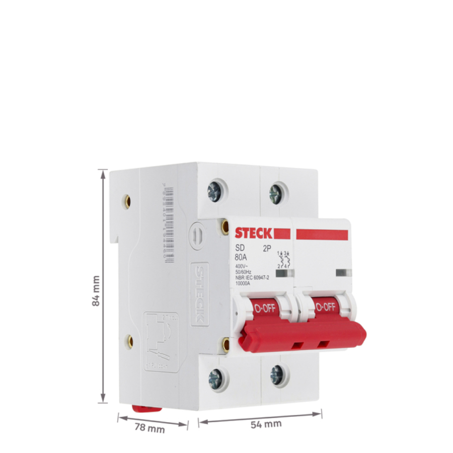 Disjuntor bifasico Steck curva C 10A - Centro Elétrico