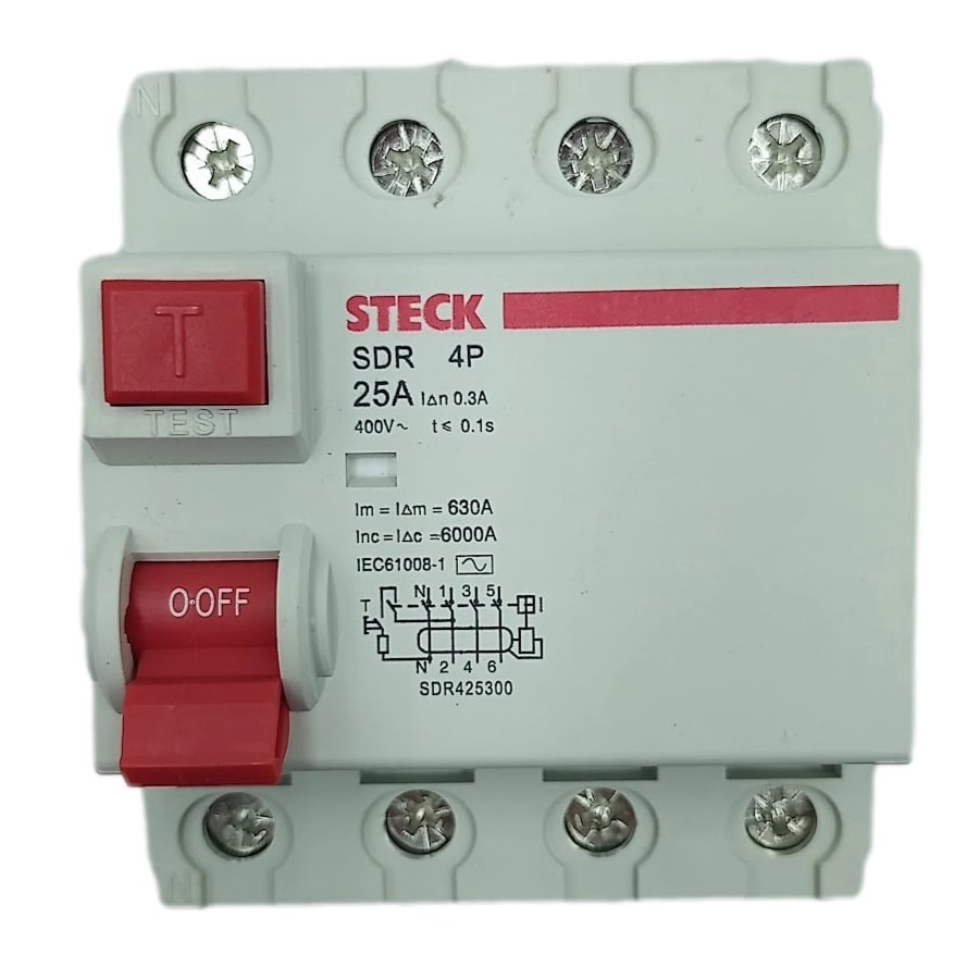 Disjuntor Steck DR 4 polos 25A 300MA - Centro Elétrico