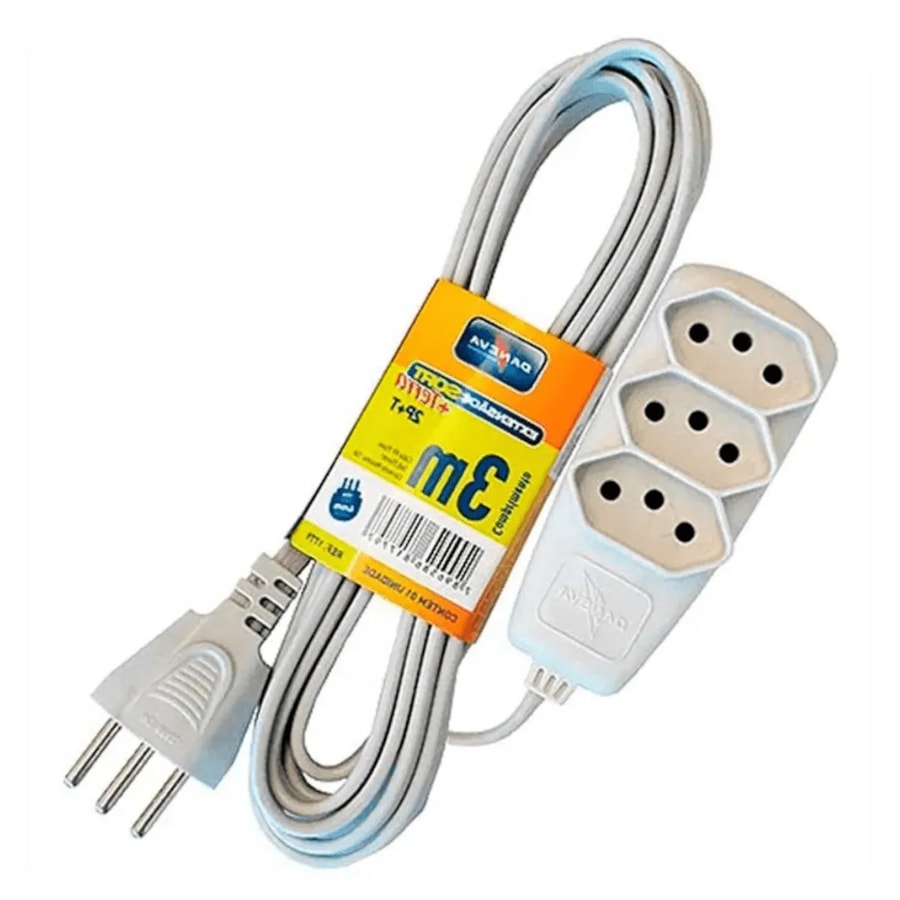 Extensao Eletrica Sort 3 Metros 3 Tomadas Gelo 2p+T 10A 250V-Daneva - Centro Elétrico