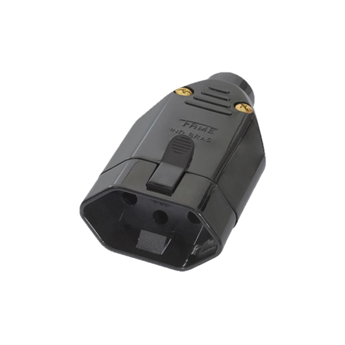 Plugue 2P+T 20A Femea Preto Fame - Centro Elétrico