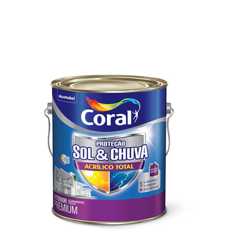 Tinta Coral Sol & Chuva Acrilico Total 3,6l Branco - Centro Elétrico
